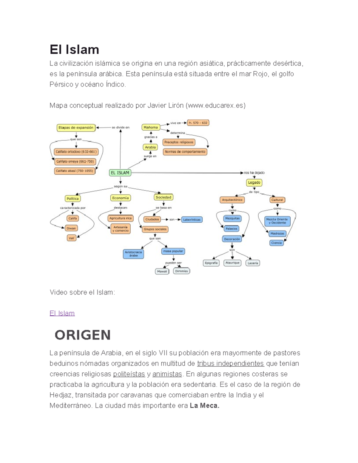 Información sintética del islam - El Islam La civilización islámica se ...