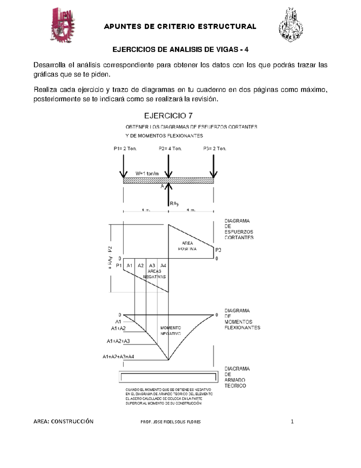 Ejercicios DE Analisis DE Vigas -4 - APUNTES DE CRITERIO ESTRUCTURAL ...