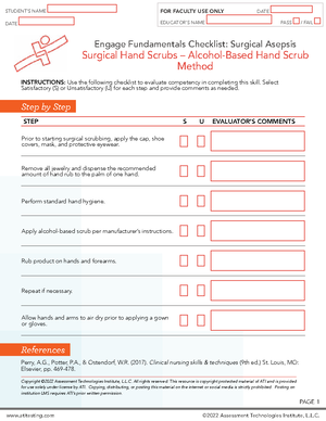 Skills Checklist Infection Control Hand Hygiene - atitesting ©2021 ...