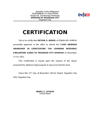 Certificate of Expenses not Requiring Receipts - Republic of the ...