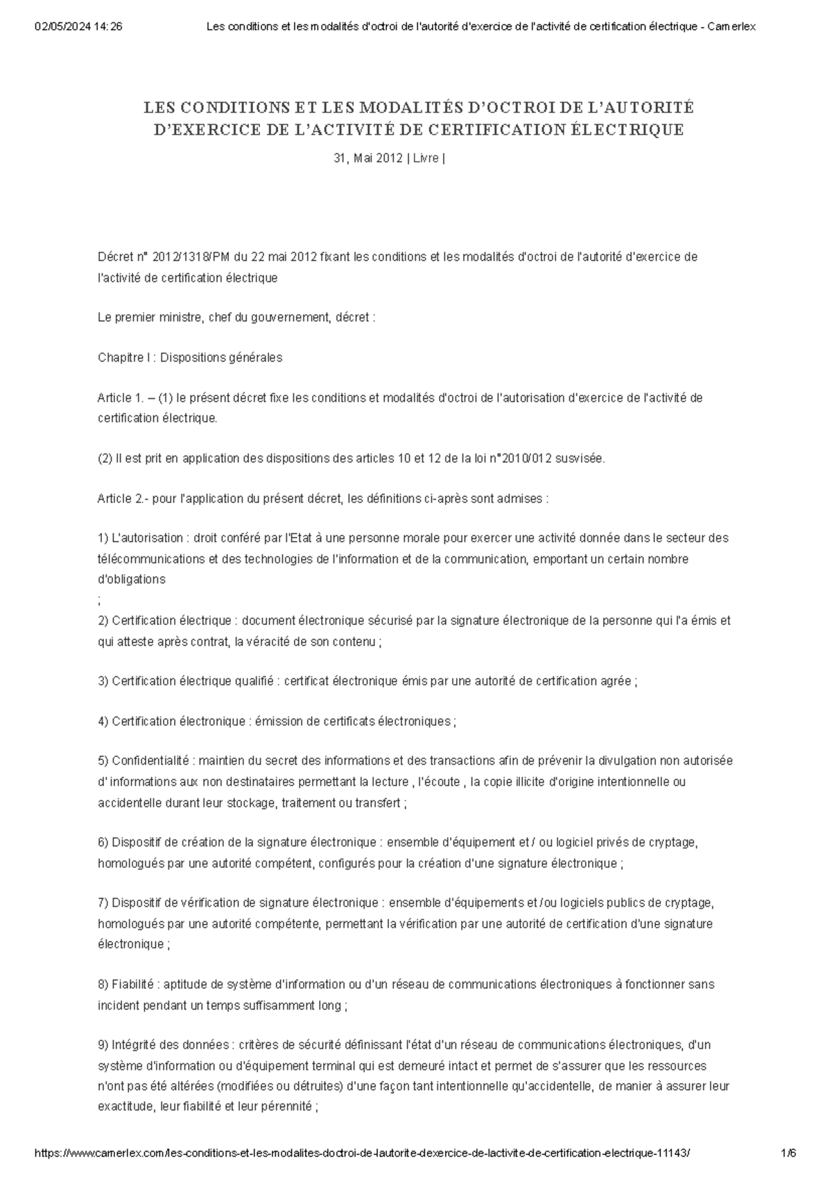 Les conditions et les modalités d’octroi de l’autorité d’exercice de l ...