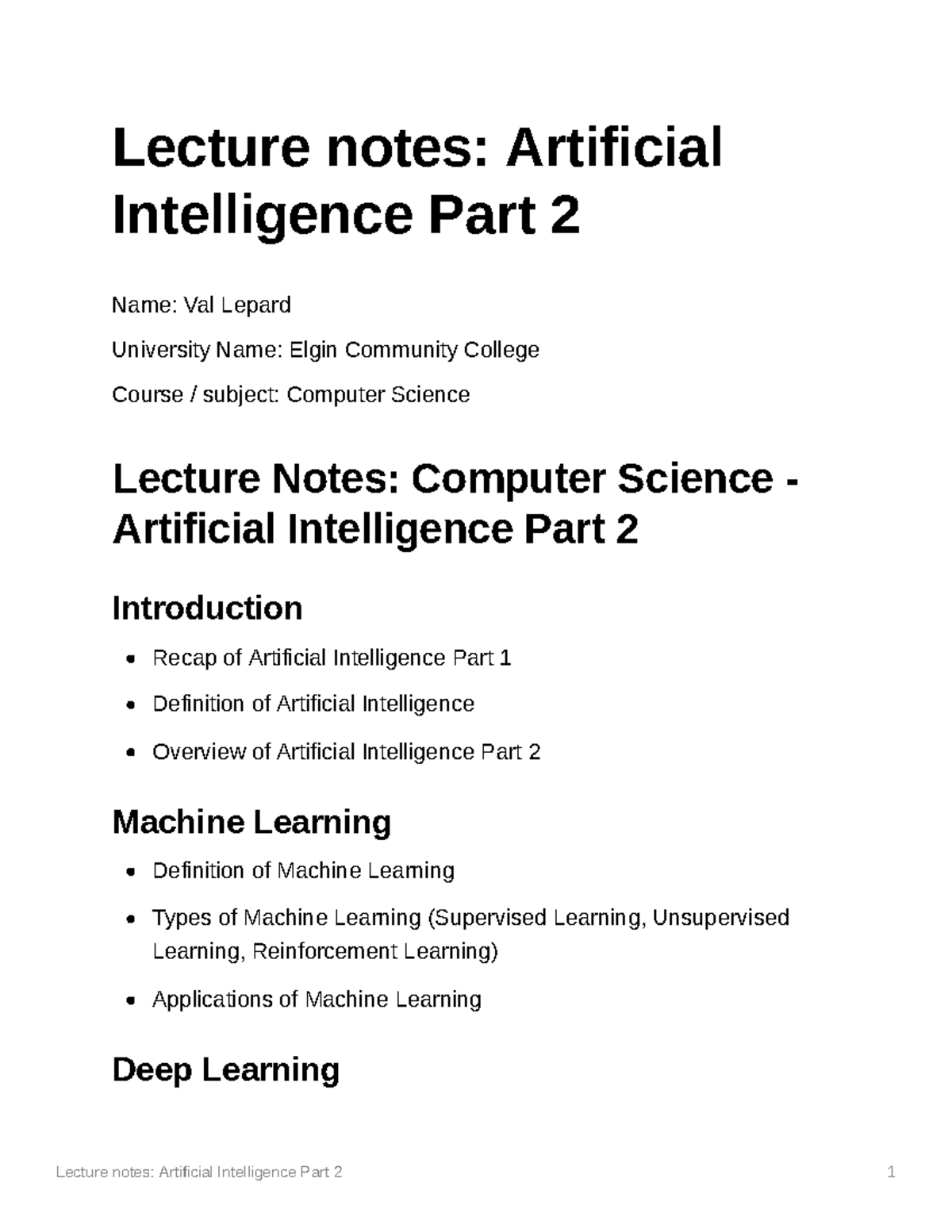 Lecture Notes Artificial Intelligence Part 2 Ml Algorithms Idеntify Pattеrns In Data And Usе 0638