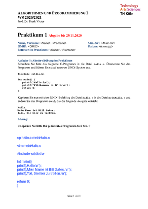 Uebungsblatt 6 in Java AP1 - ALGORITHMEN UND PROGRAMMIERUNG I WS 2017 ...