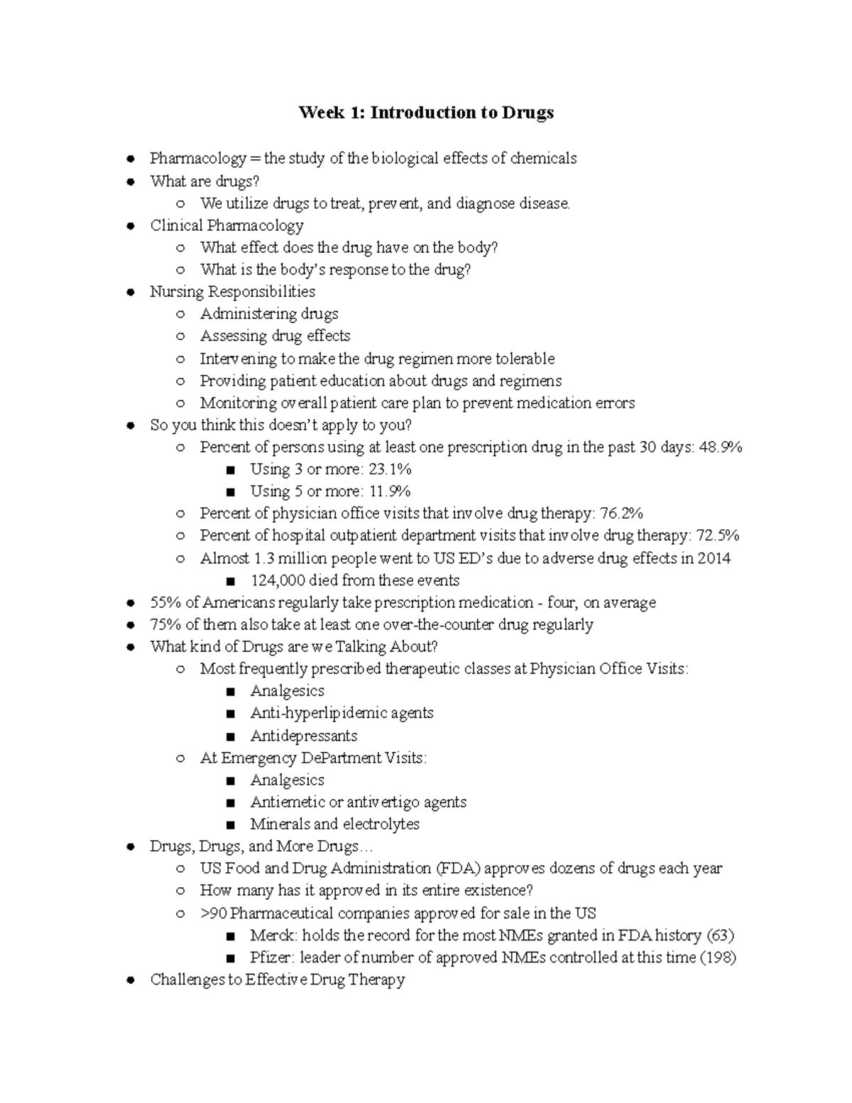 Week 1 Introduction to Drugs - Week 1: Introduction to Drugs ...