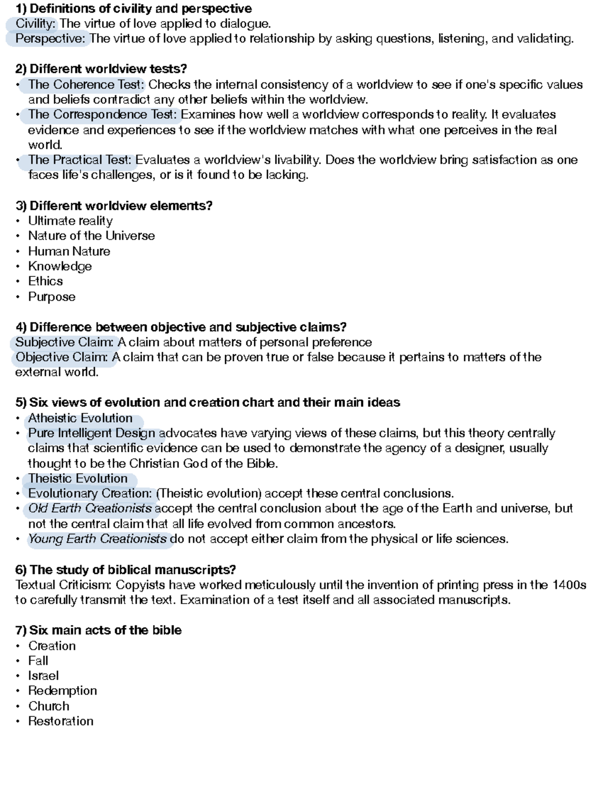CWV-101 Final Exam Study Guide - Definitions of civility and ...