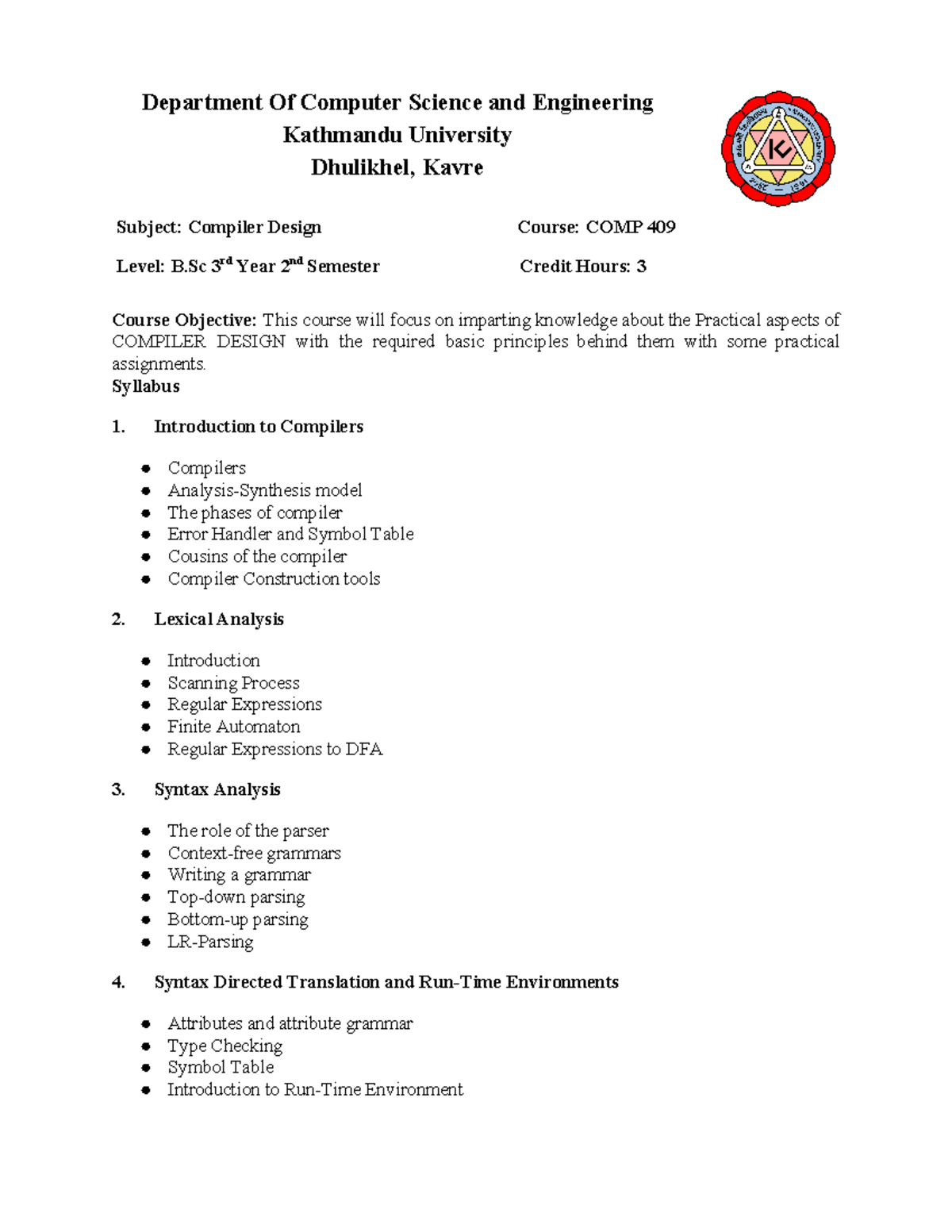 COMP 409 Compiler Design 1582197810 - Department Of Computer Science ...
