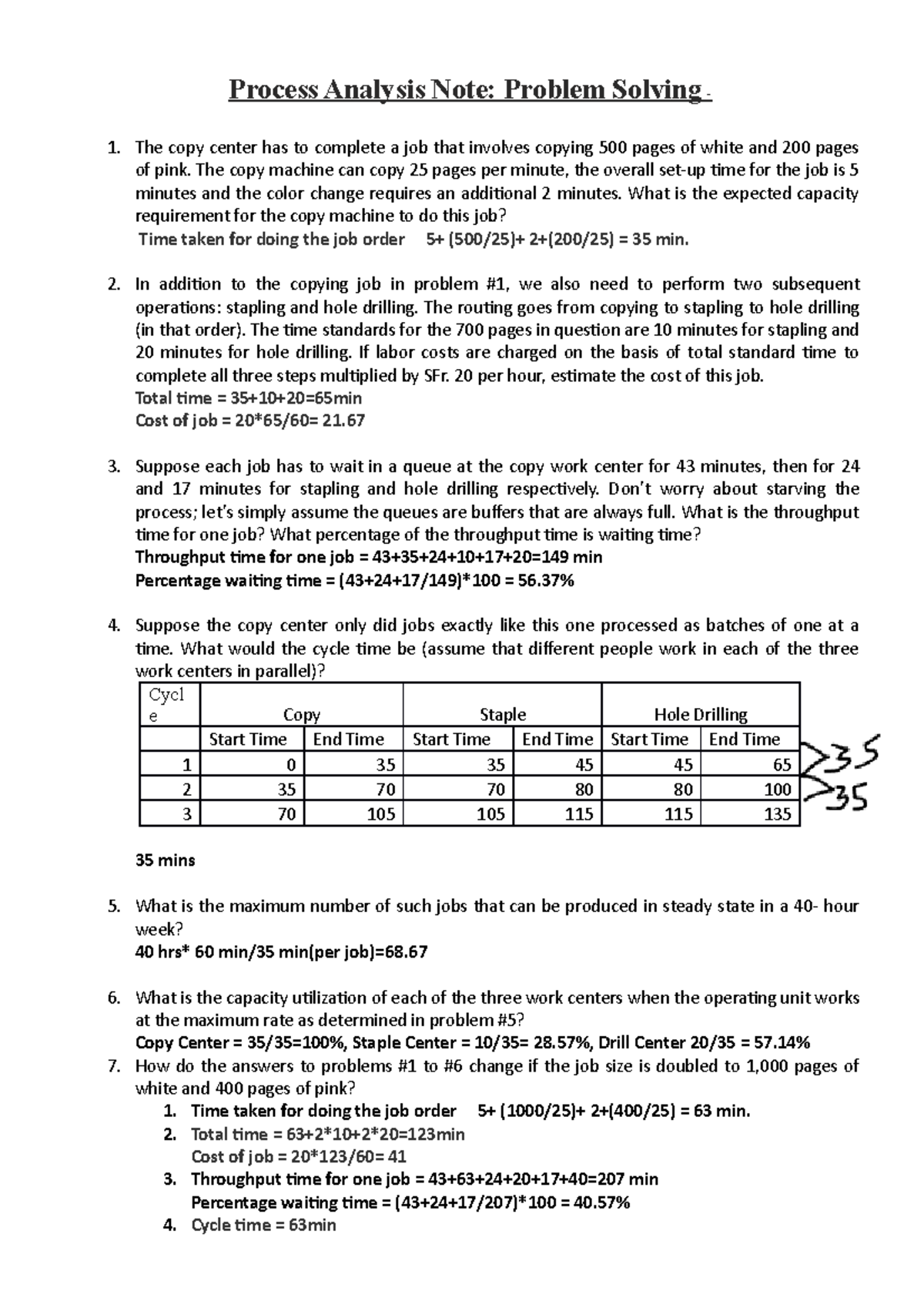 Process Analysis Note - The copy machine can copy 25 pages per minute ...