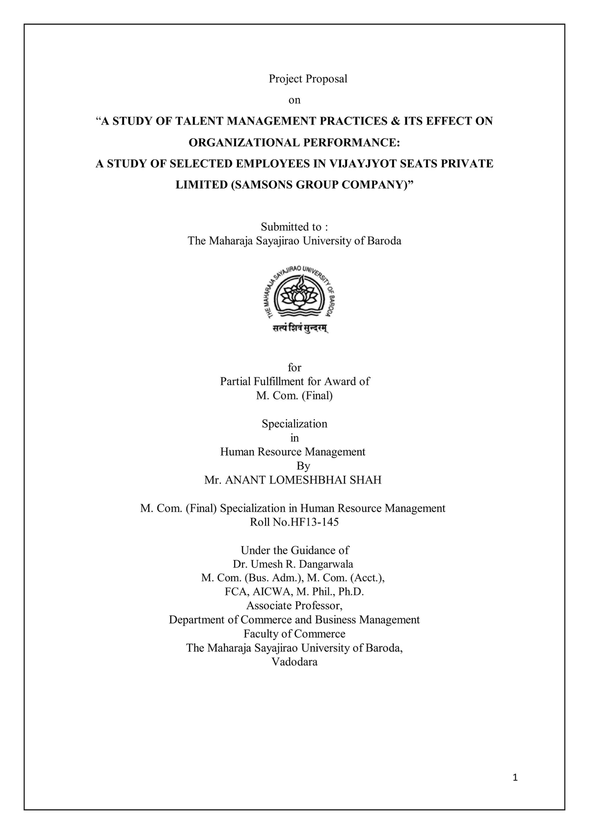 Research Proposal on Talent Management - Bachlor of Computer - Studocu