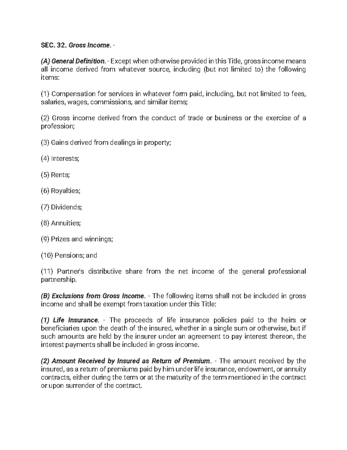Section 32-34 Inclusion and Exclusion of Gross Income - SEC. 32. Gross ...