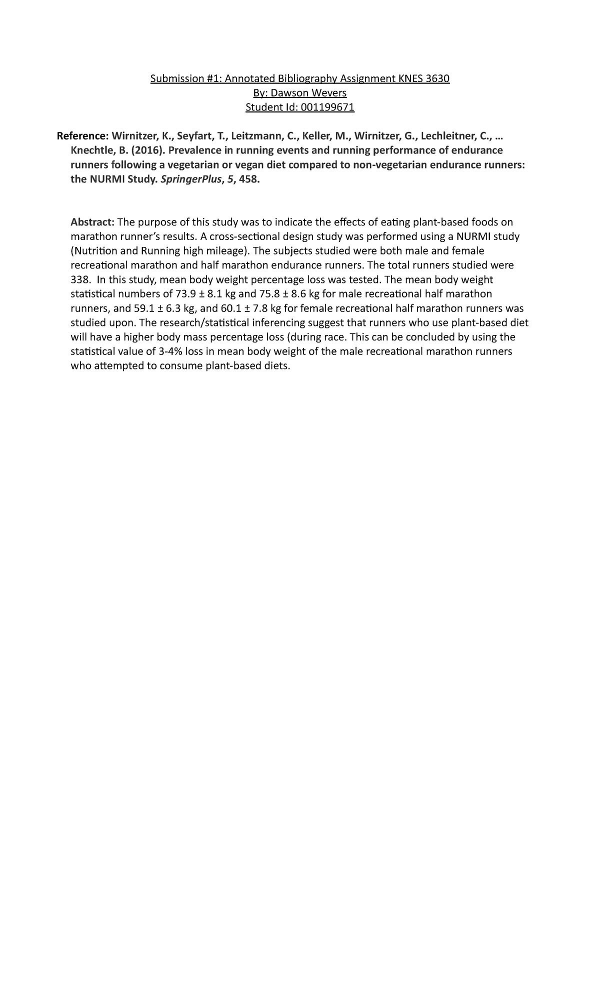 Annotated Bibliography Assignment - Knes 3630 - Submission #1 ...