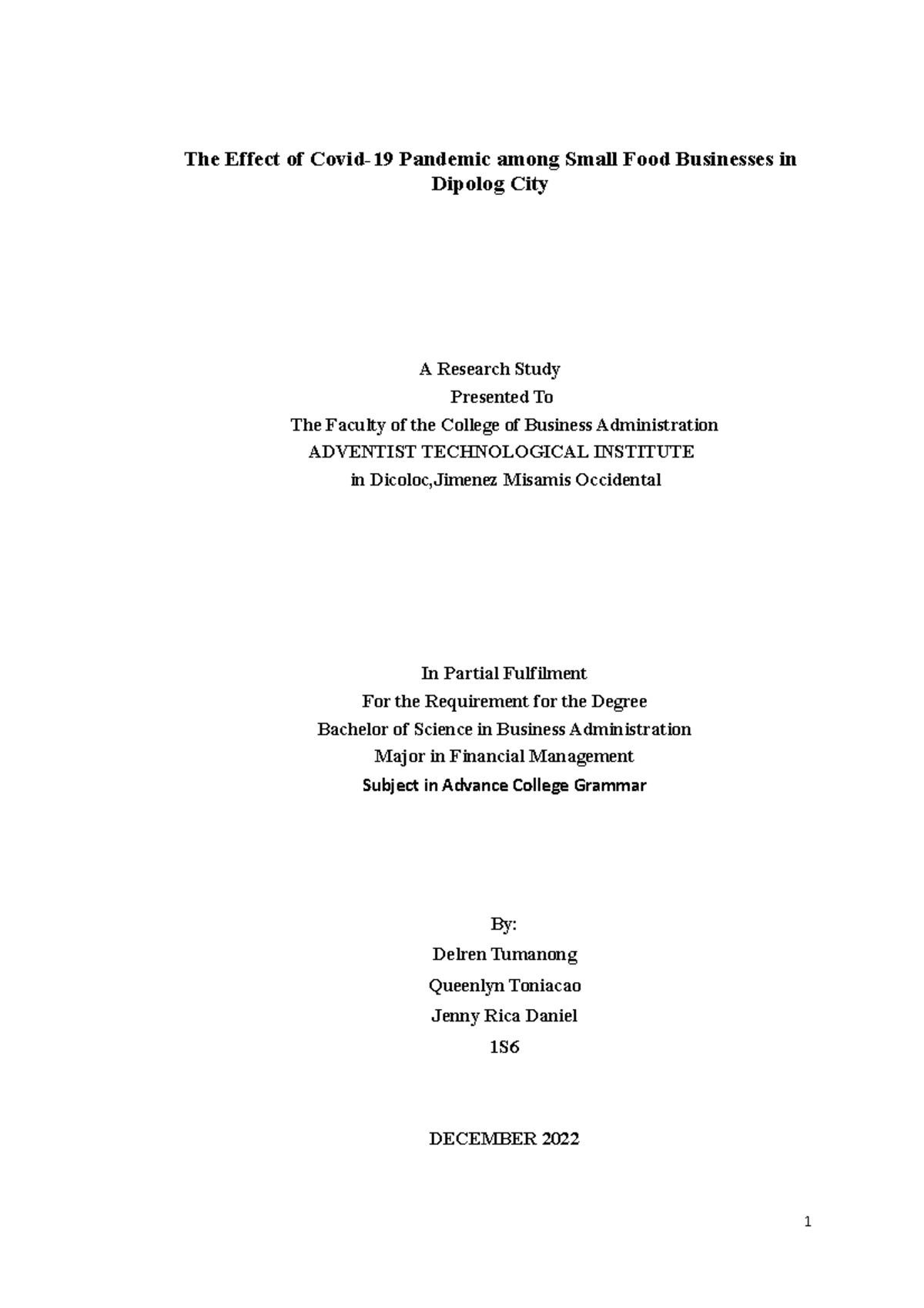 Mini research delren - FOR more information - The Effect of Covid-19 ...