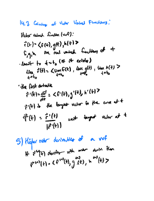 Calculus of VVT cont - MATH 2153 - Studocu