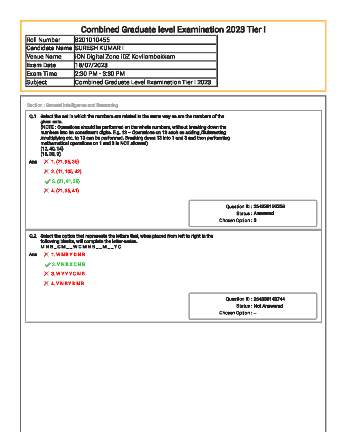 Ssc cgl answer key 18 07 2023 shift 3 - Q Select the set in which the ...