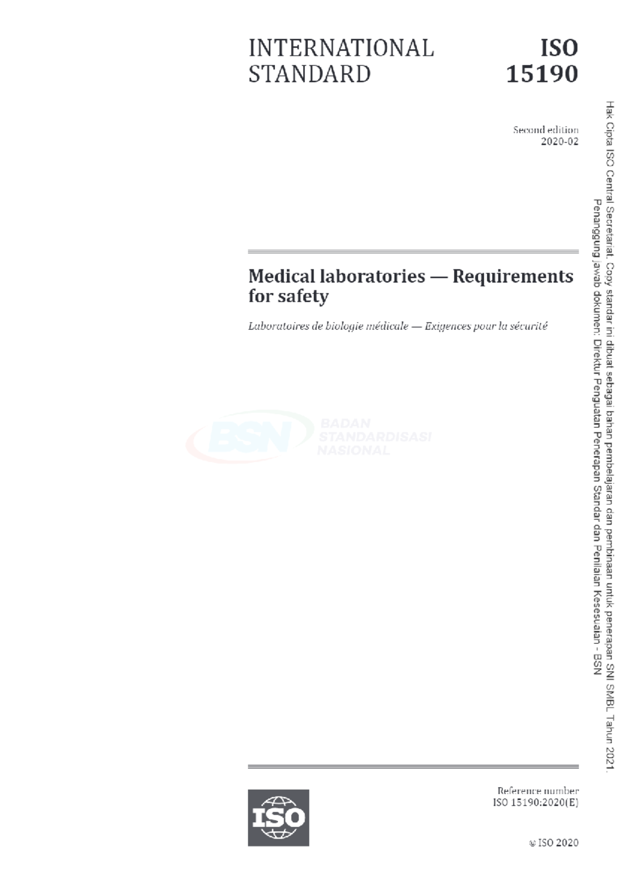ISO 15190 2020 (E) - Biochemistry and molecular biology - Studocu