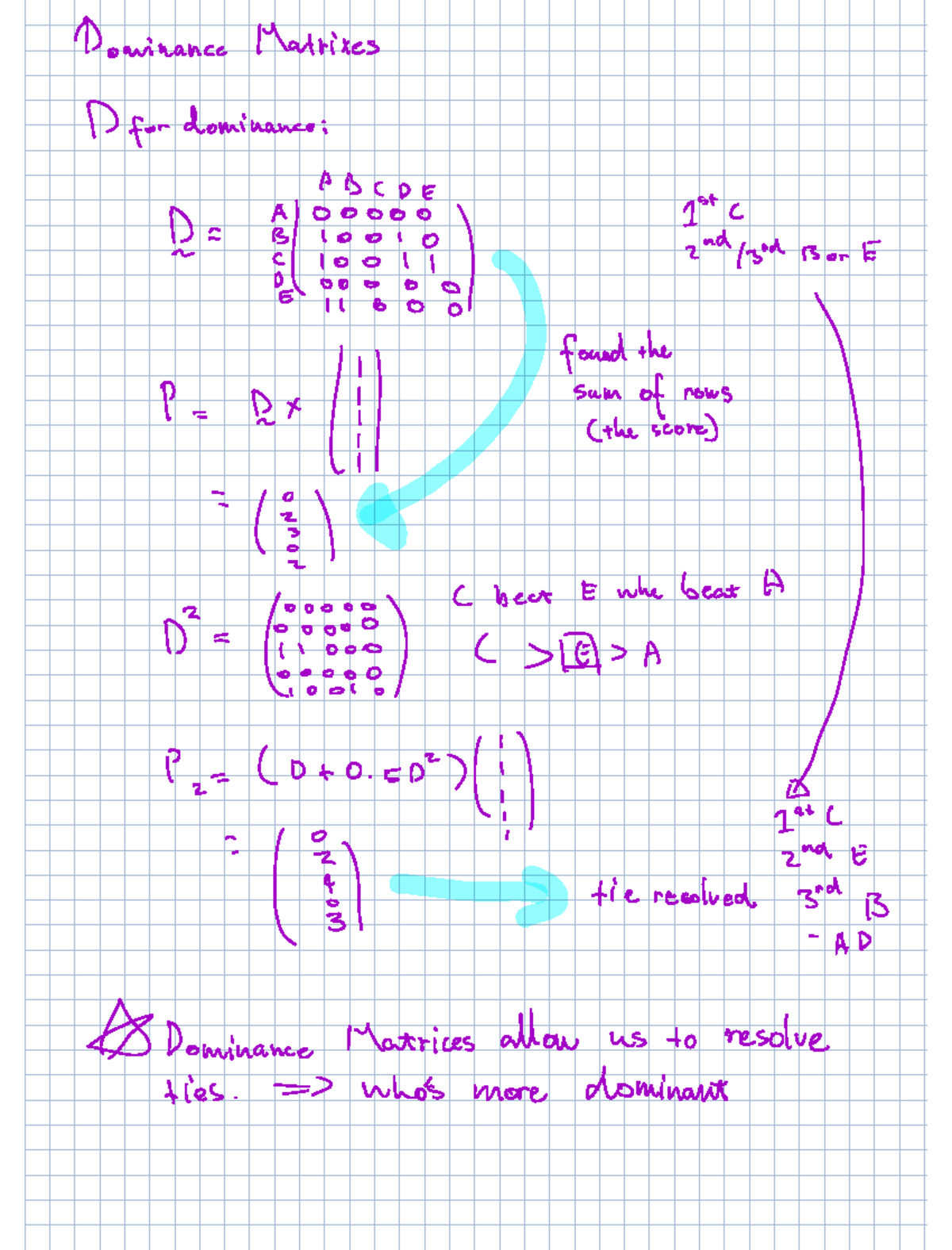 Dominance matrixes - Dominance Matrixes D for dominance A B C D E 1st c ...