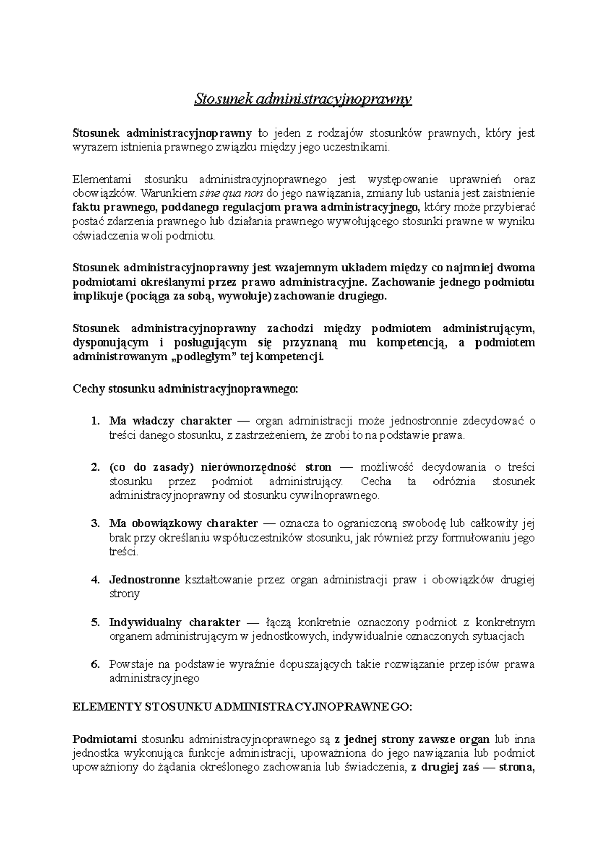 Administracja 5 - Stosunek administracyjnoprawny Stosunek administracyjnoprawny to jeden z ...