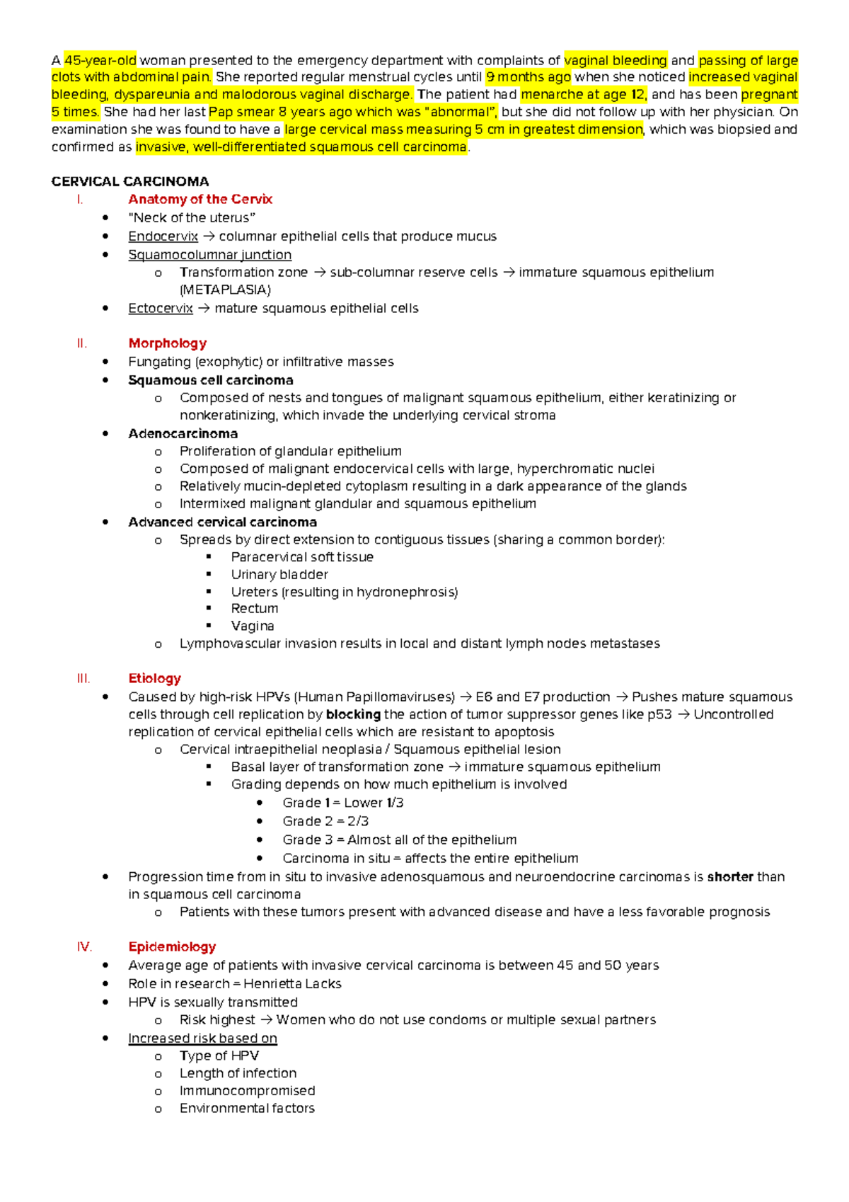 Cervical Cancer - Essential Notes and Case Study - A 45-year-old woman ...