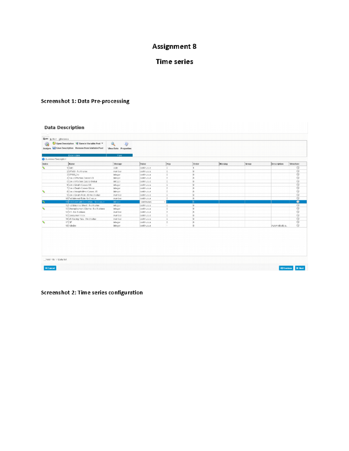 Stepby Step Timeseries Online Covid Dataset - Assignment 8 Time series Screenshot 1: Data - Studocu