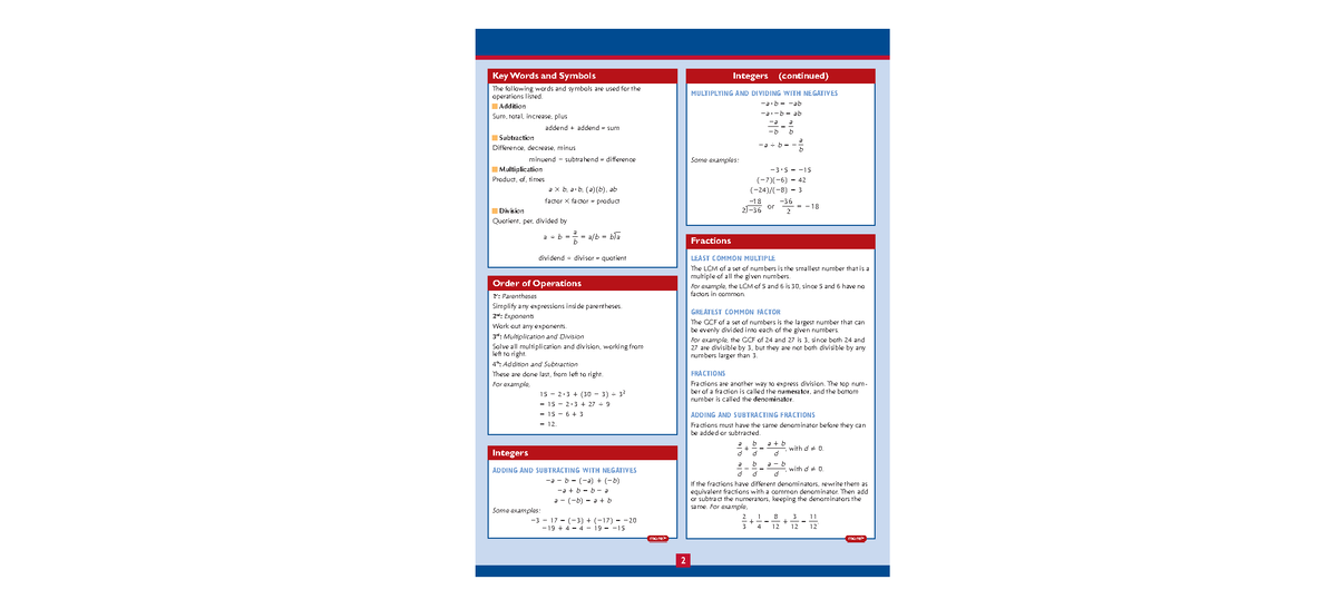 Basic Math Review Card - dehe09hde0hed - 2 3 Integers (continued) MULTIPLYING AND DIVIDING WITH ...