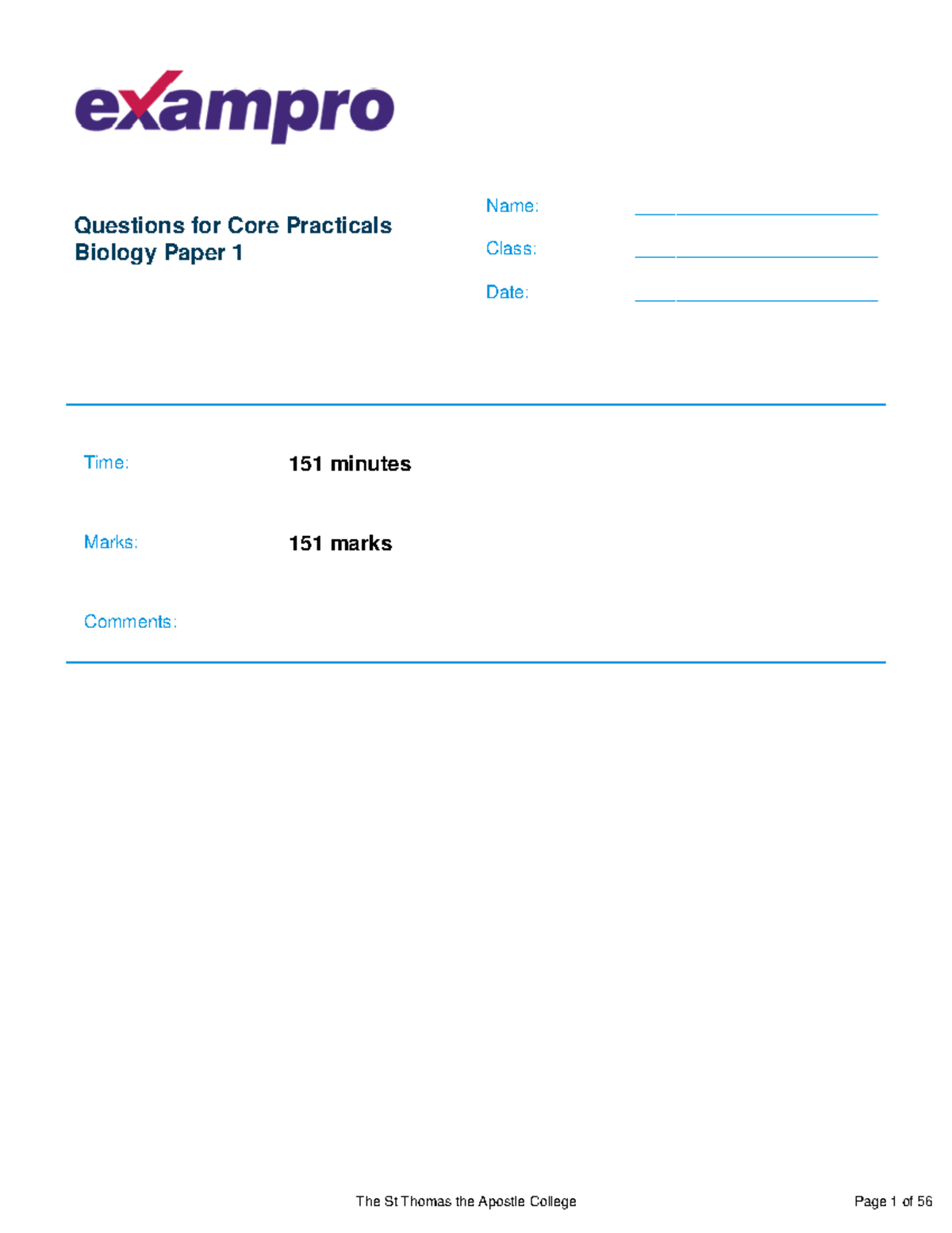 Exam questions - core practicals bio paper 1 - Questions for Core ...