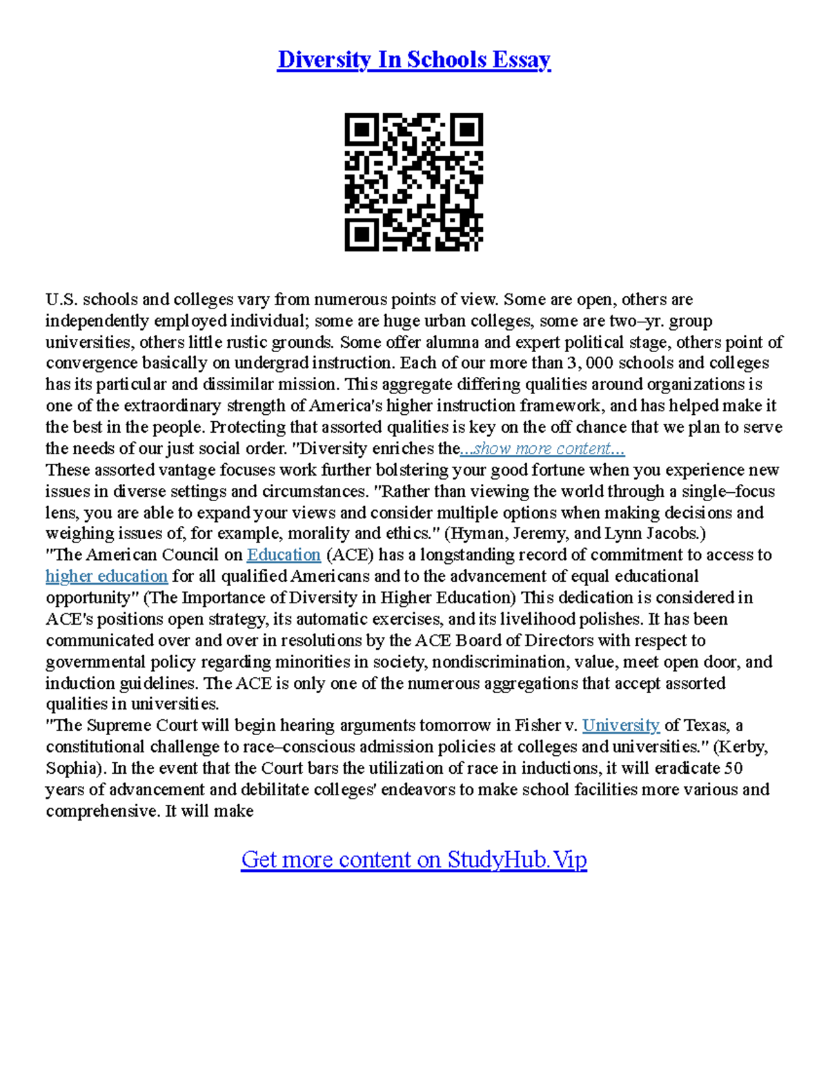Examples Of Essays For University - Diversity In Schools Essay U ...