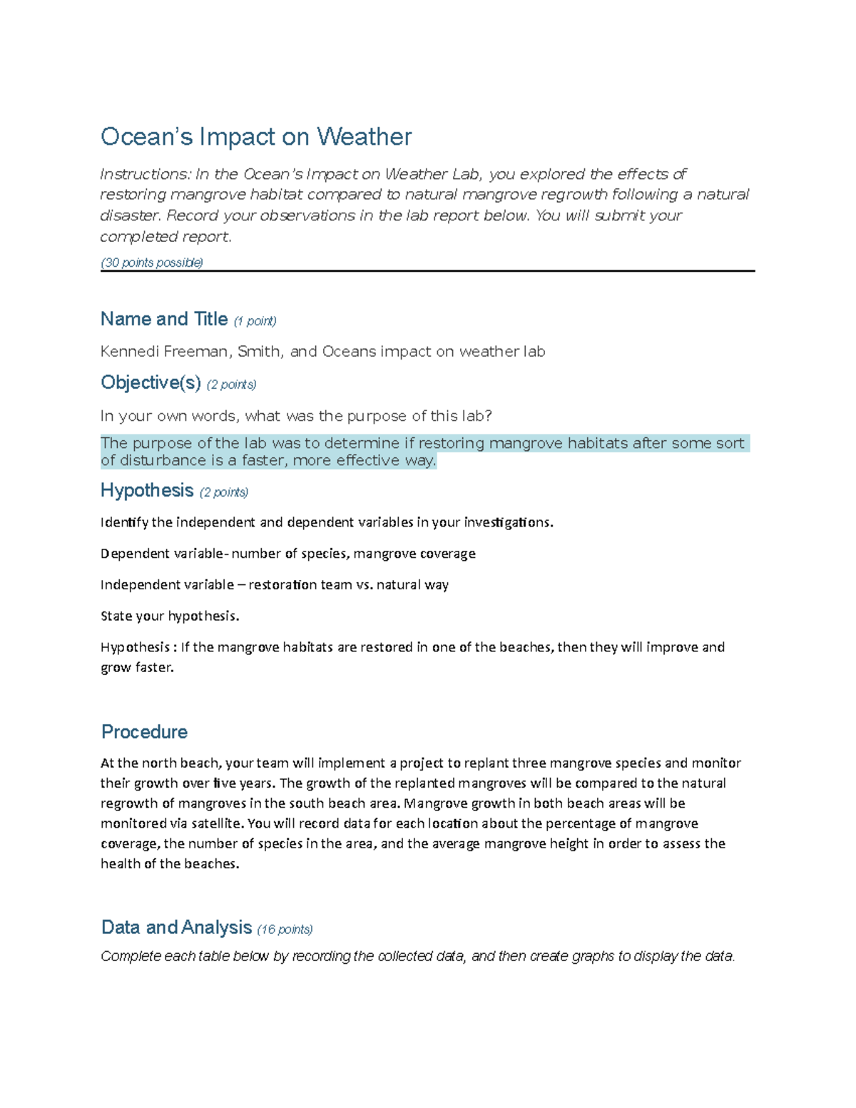 2.03 turn it in - assignment - Ocean’s Impact on Weather Instructions ...