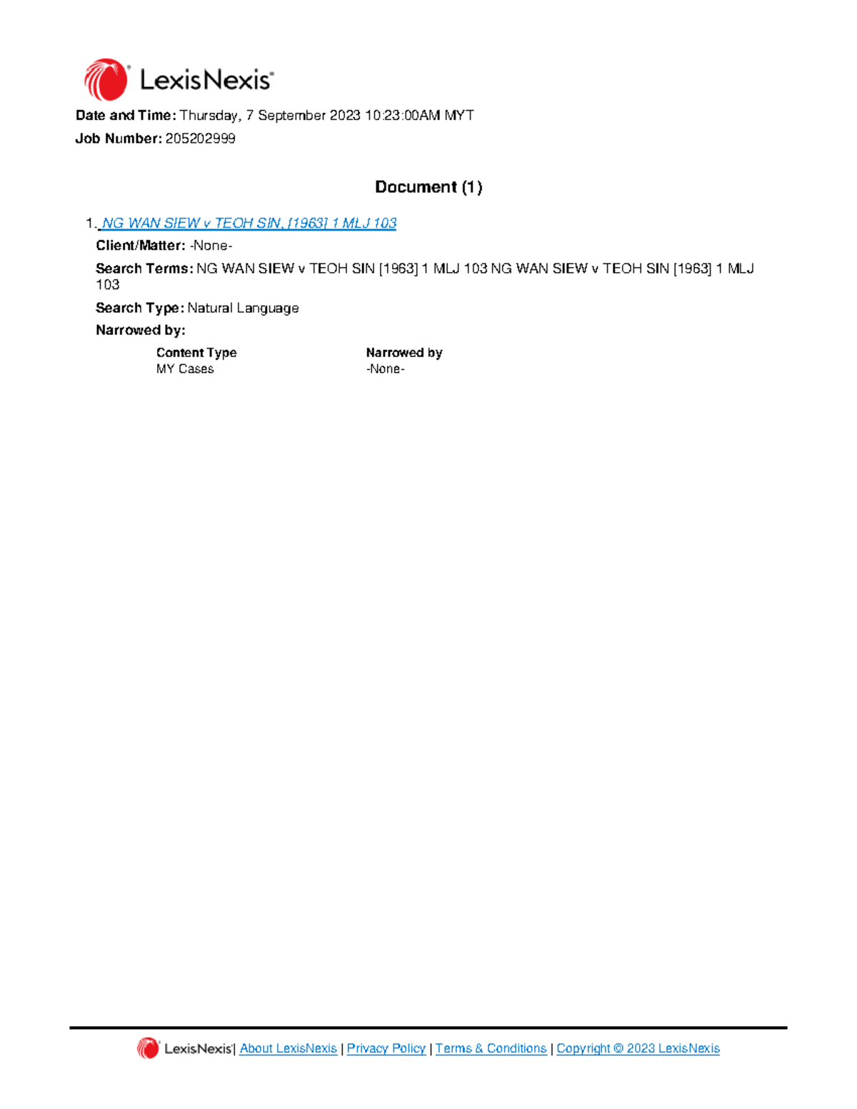 NG WAN SIEW v TEOH SIN, [1963] 1 MLJ 103 - | About LexisNexis | Privacy ...