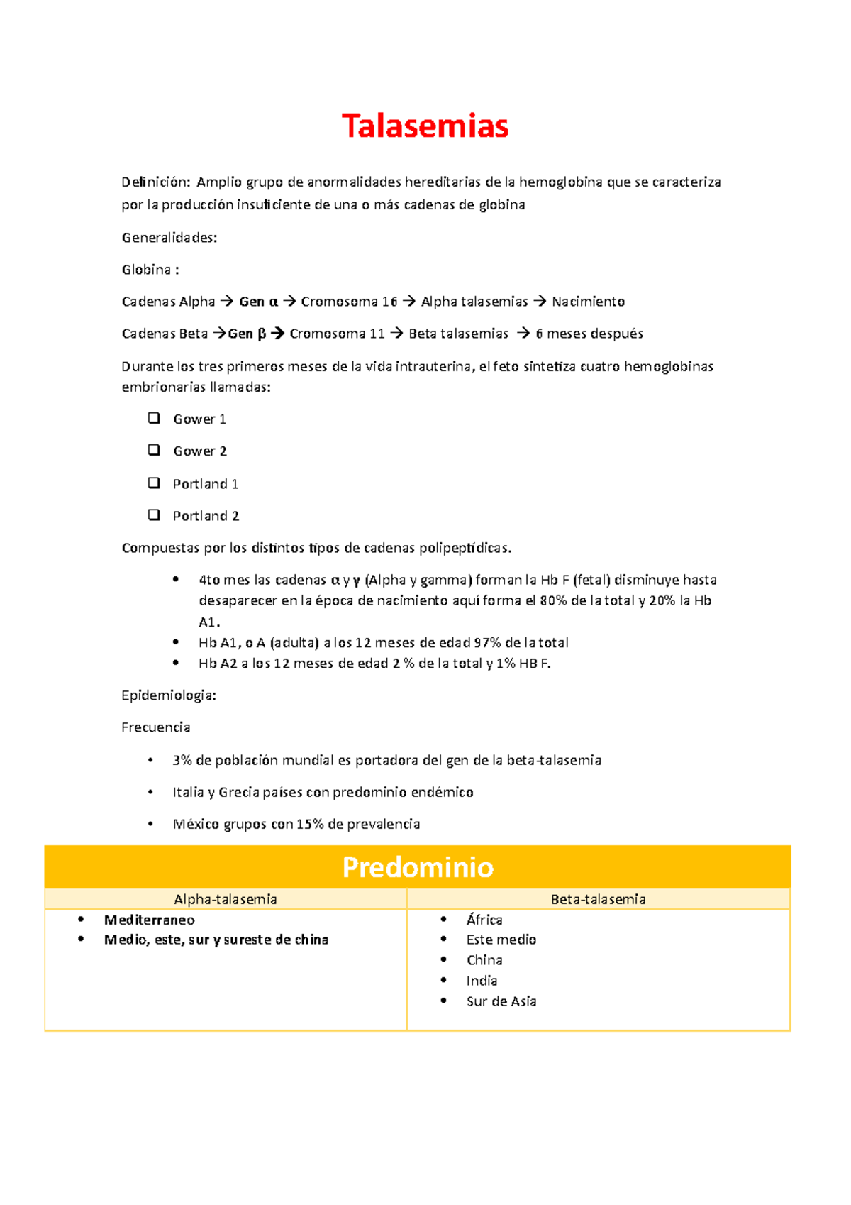Talasemias - Fundamentos de Hematología - Talasemias Definición: Amplio ...