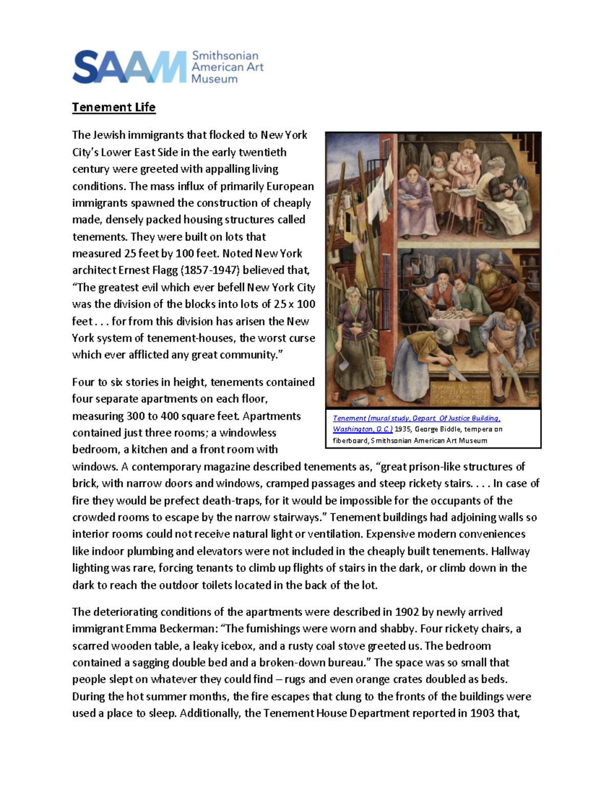 Tenement-Life - Tenament life - Tenement Life The Jewish immigrants ...
