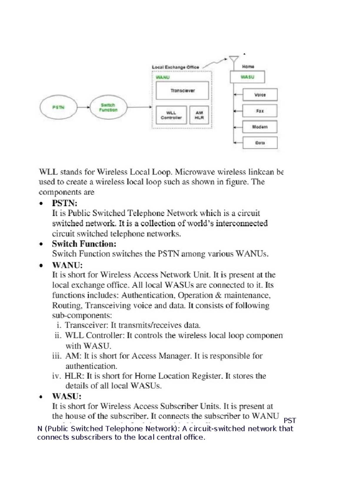 Wmn 1 - PST N (Public Switched Telephone Network): A circuit-switched ...