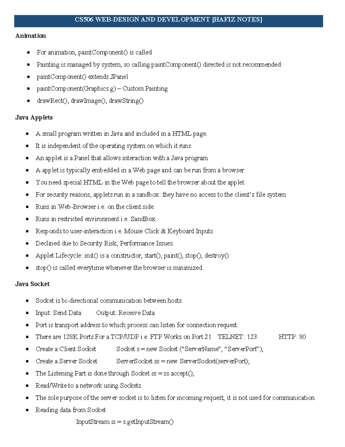 CS506 Important Point and Notes [Hafiz Notes] - CS506 WEB-DESIGN AND ...
