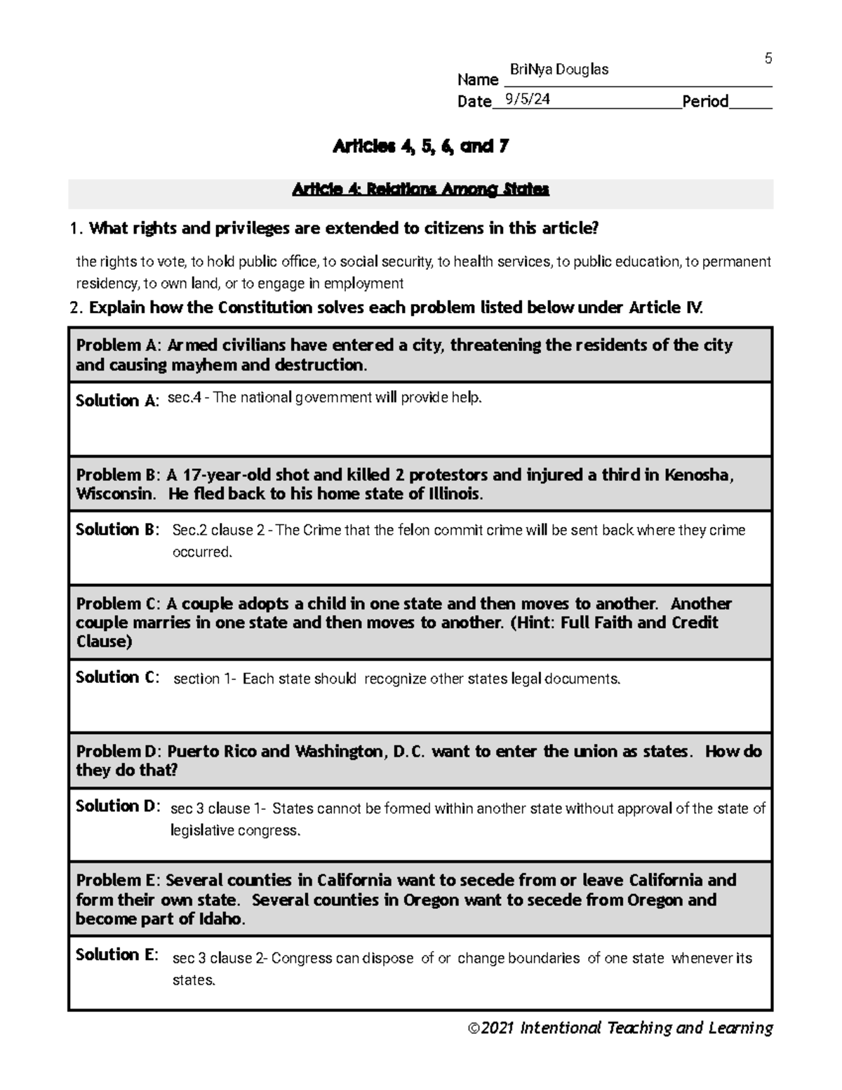 Brinya Douglas - Articles 4 5 6 and 7 Student - 5 Name ...
