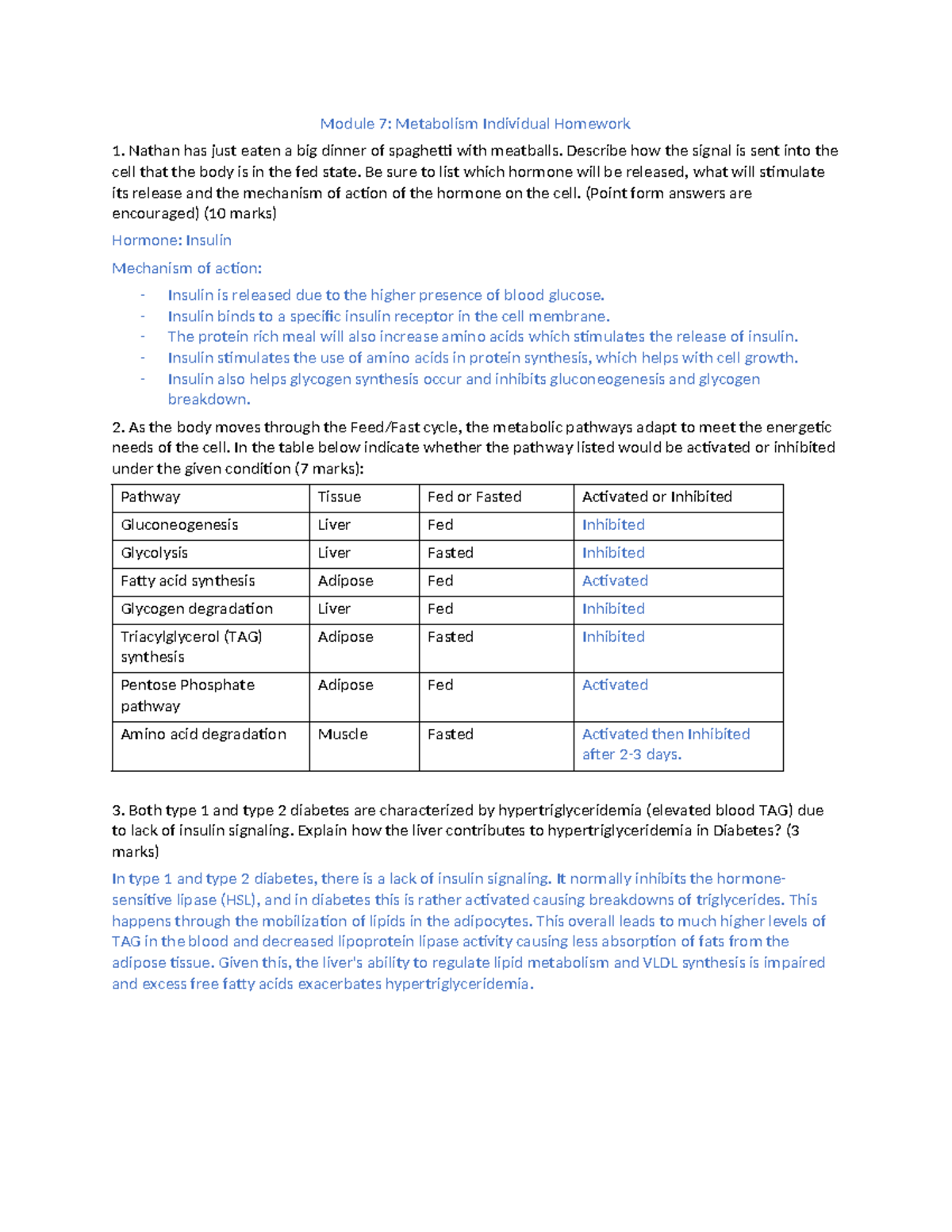 BCHM 270 M7 Homework copy - Module 7: Metabolism Individual Homework ...