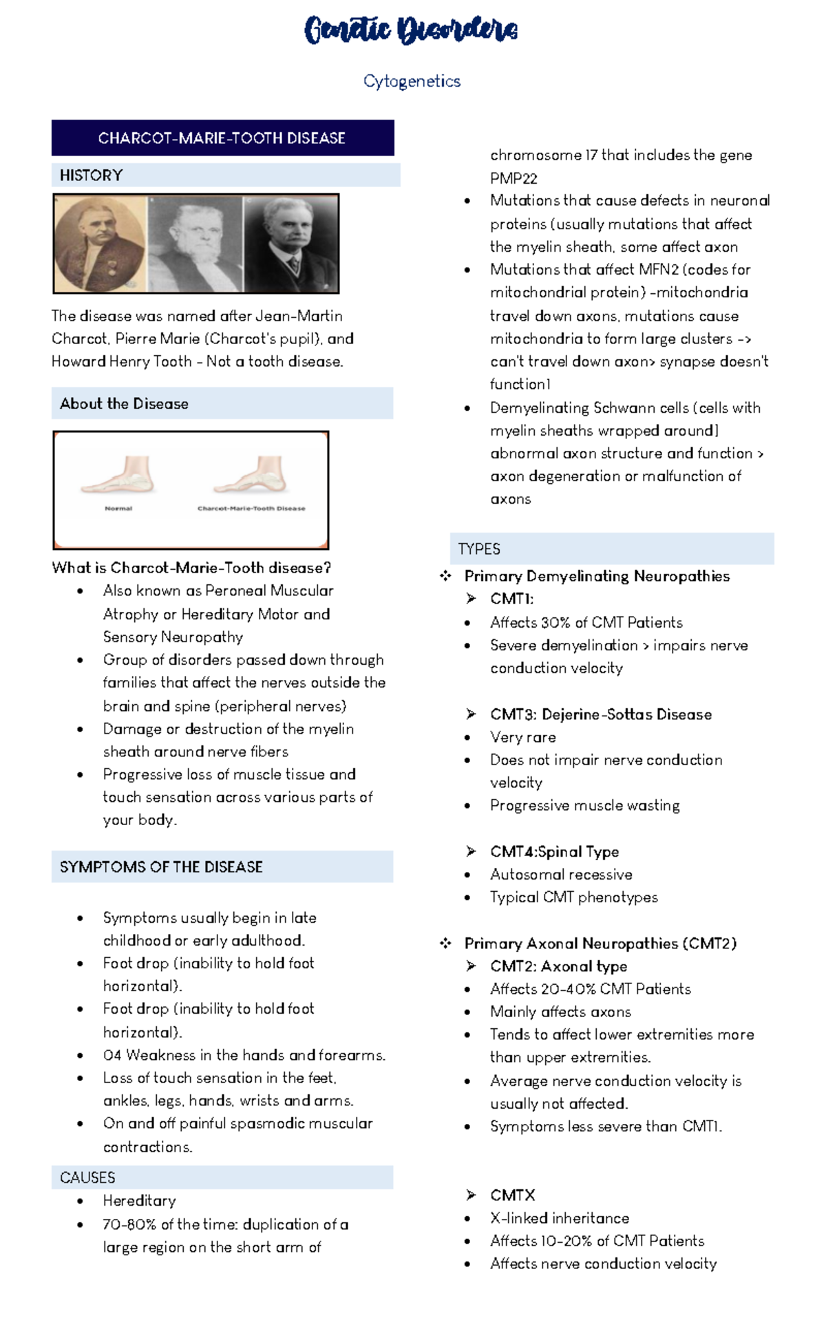 Cytogenetics- Genetic Disorders Summary - The disease was named after ...