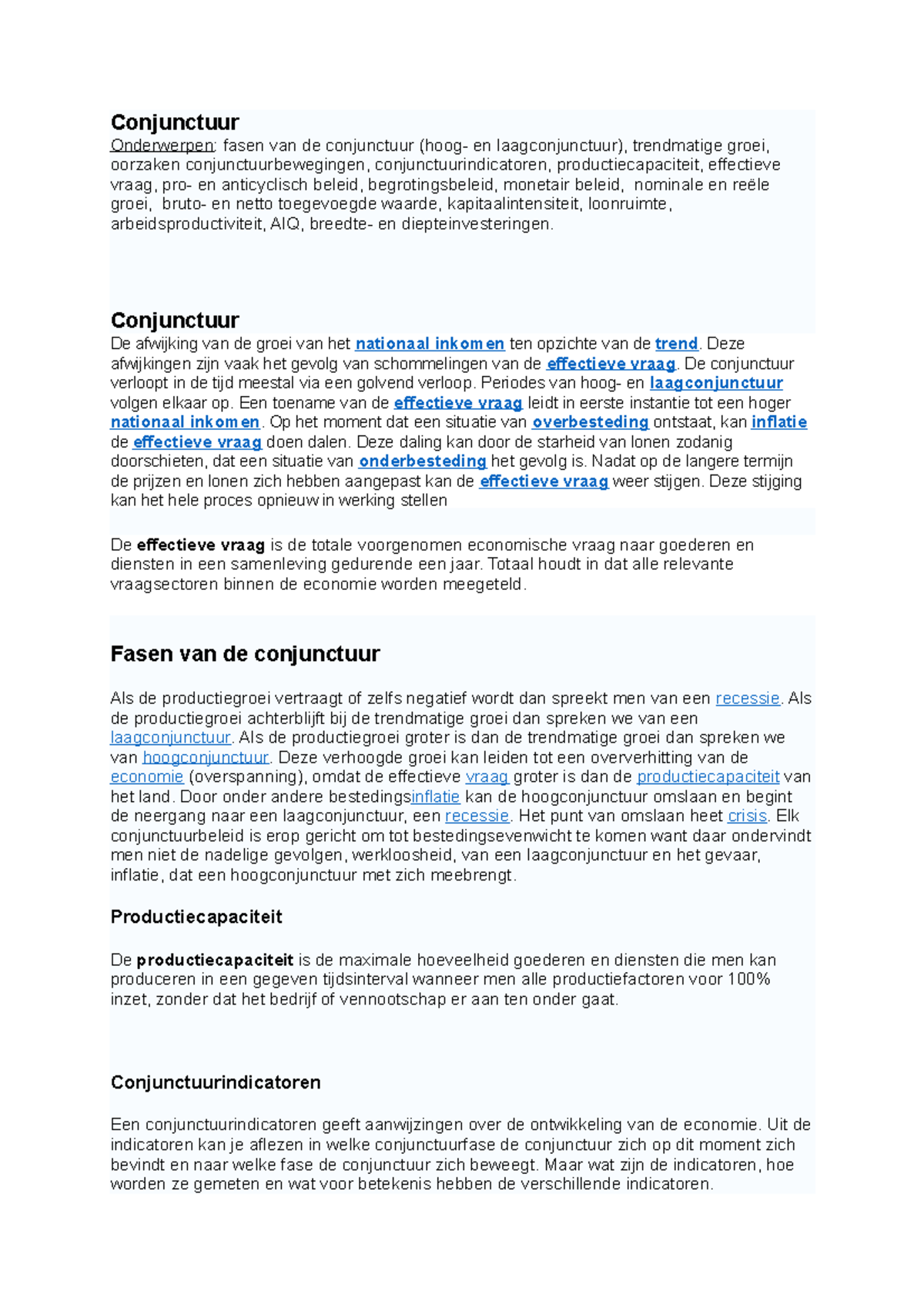 Conjunctuur - Conjunctuur De afwijking van de groei van het nationaal ...