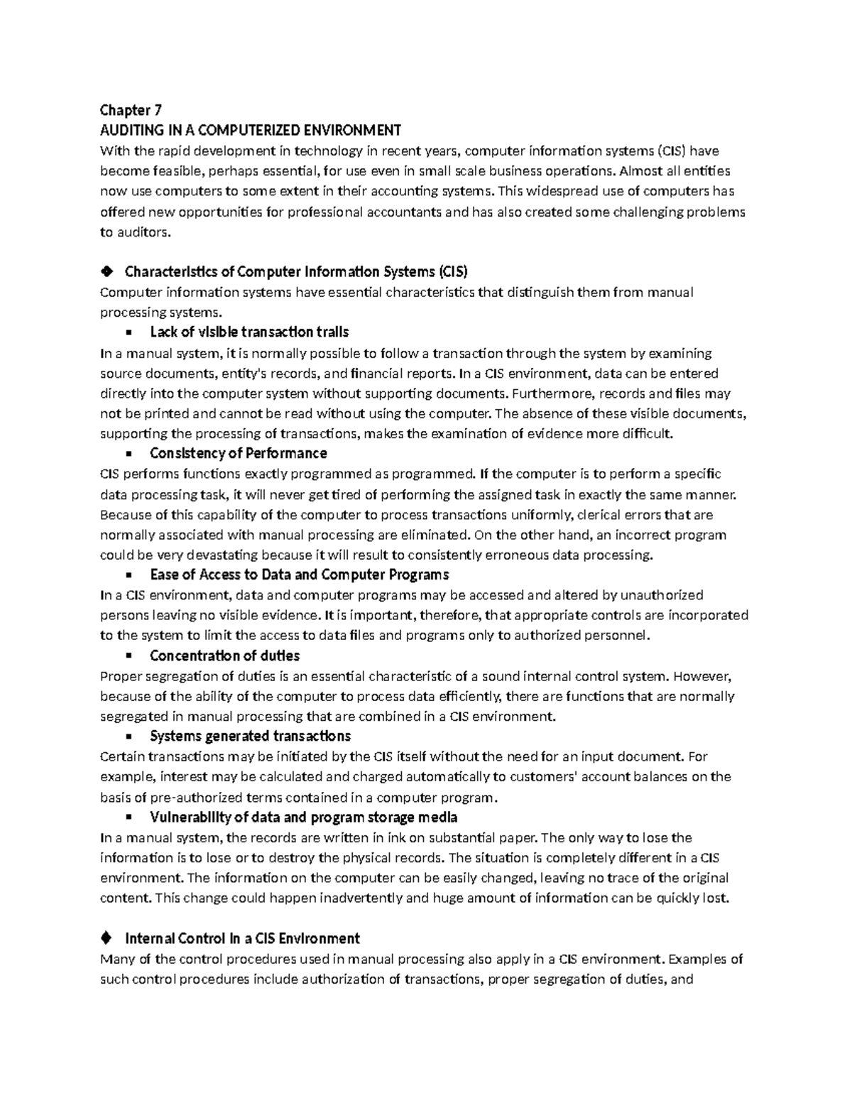 Chapter 7- Auditing IN A Computerized Environment - Chapter 7 AUDITING IN A COMPUTERIZED ...