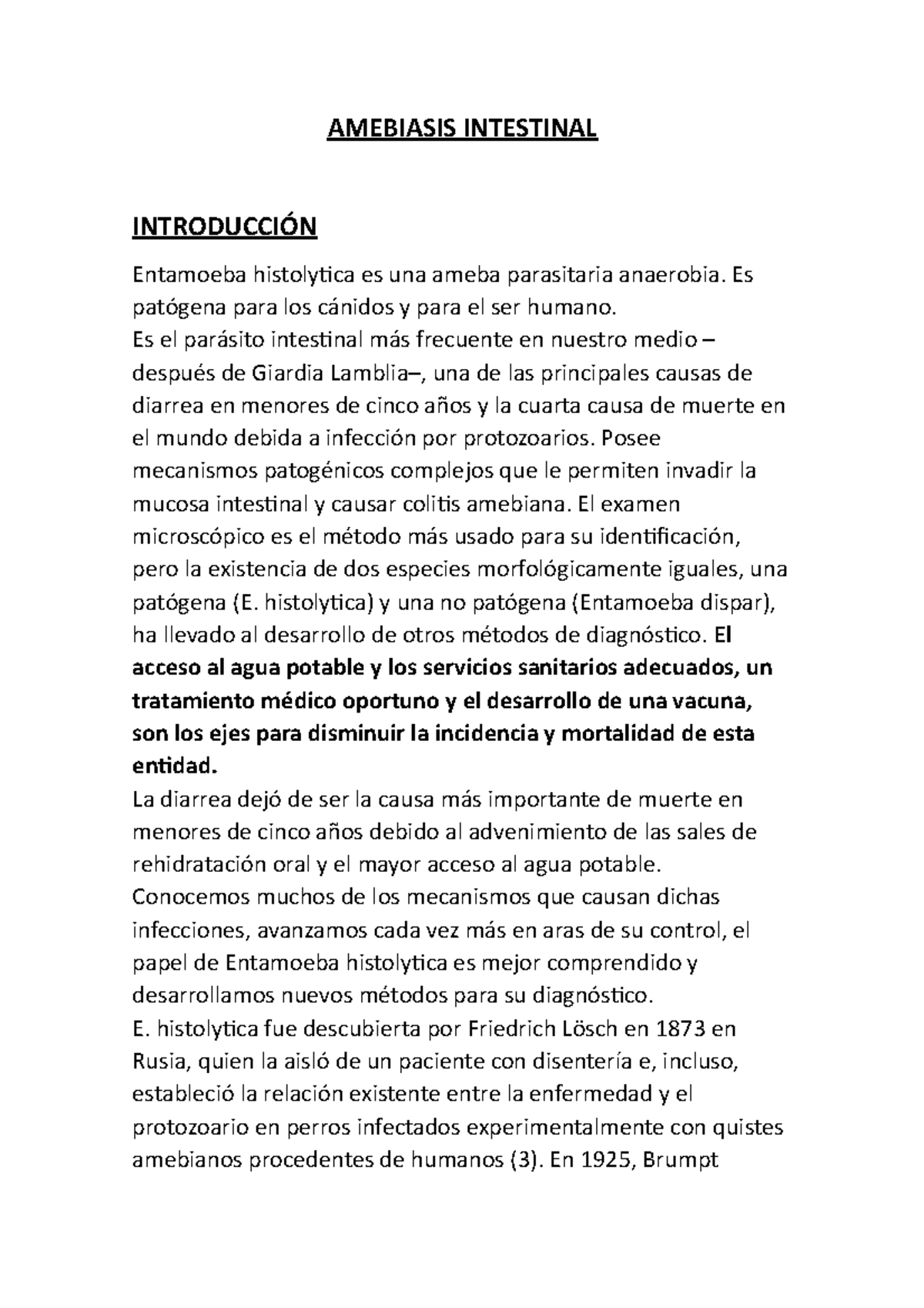 3- Amebiasis- Intestinal - AMEBIASIS INTESTINAL INTRODUCCIÓN Entamoeba ...