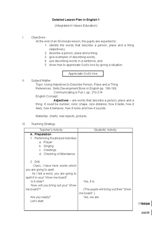 Q1 LE English 4 Lesson 6 Week 6 - IMPLEMENTATION OF THE MATATAG K TO 10 CURRICULUM Lesson ...
