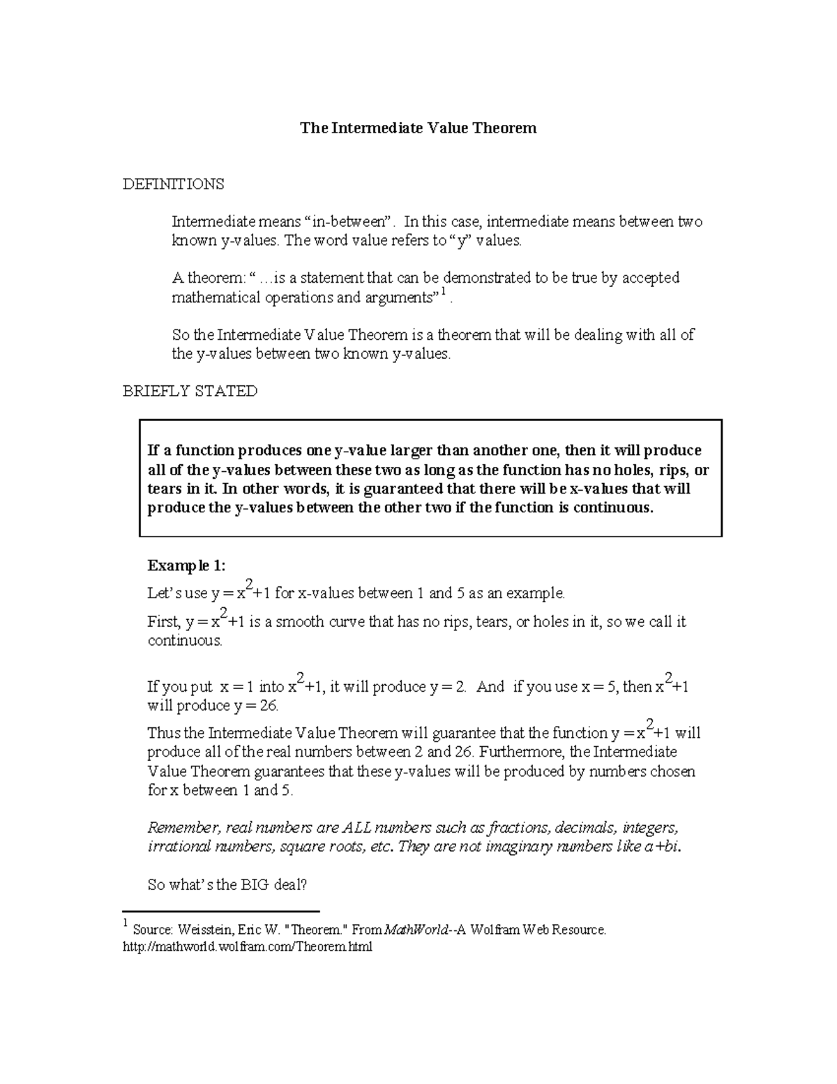 Intermediate Value in Basic Calculus - - Studocu