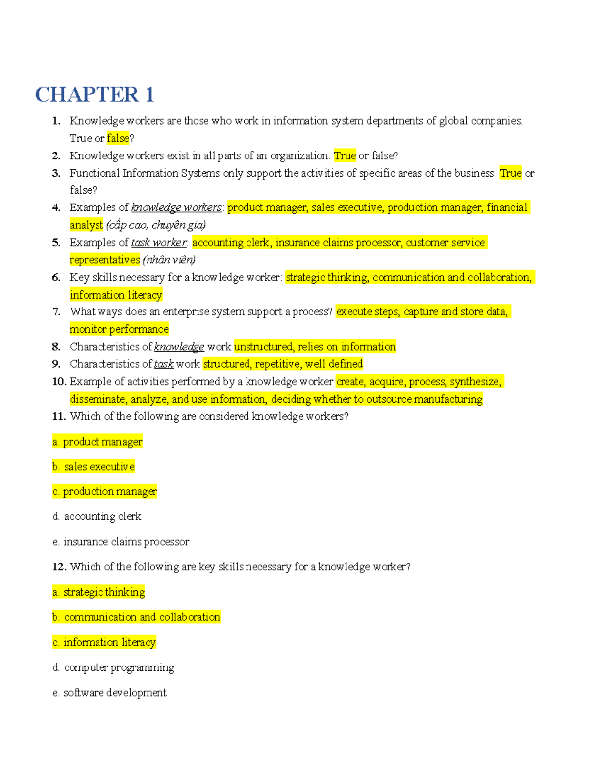 Chapter 1 - Chap 1 bis - CHAPTER 1 Knowledge workers are those who work ...
