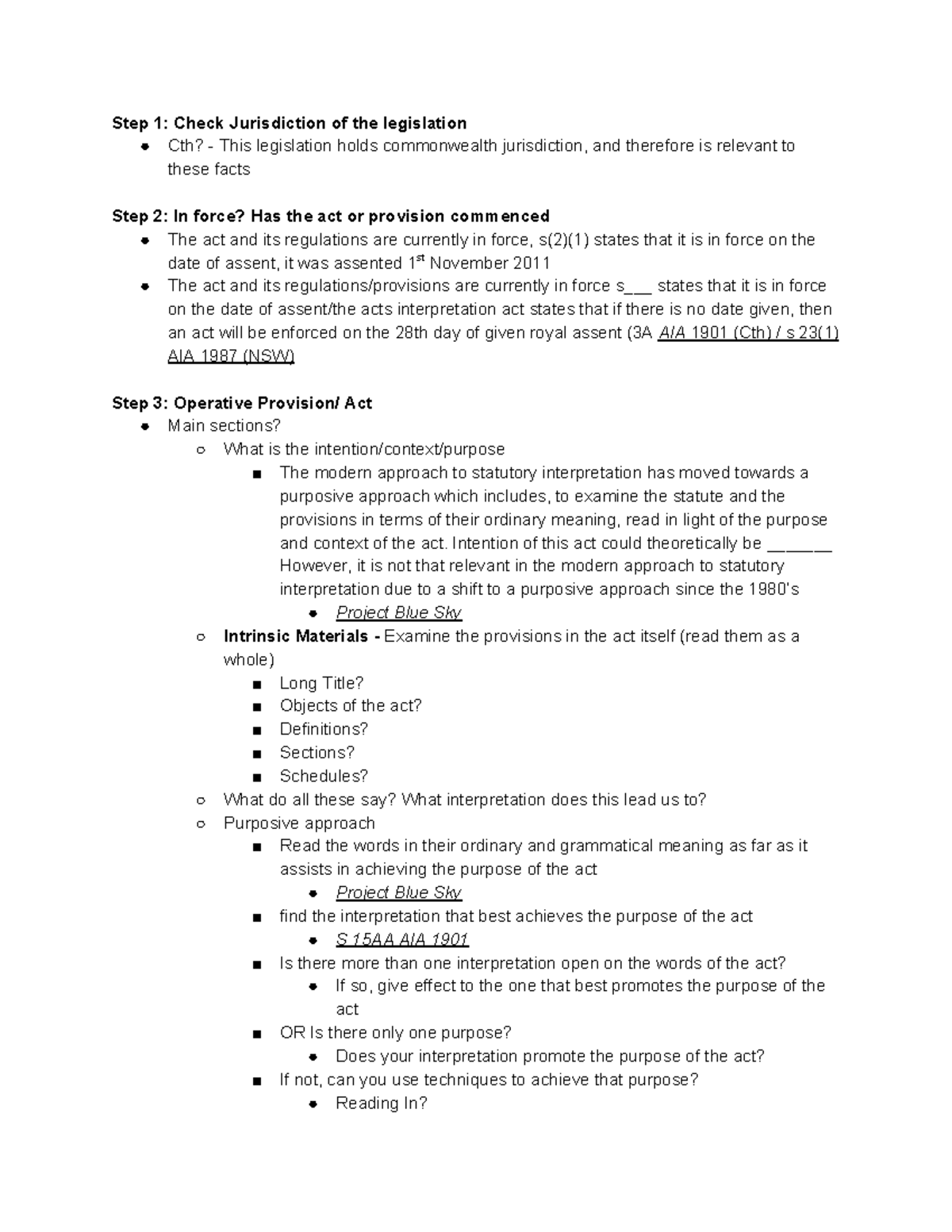 Copy of Interpreting The Law problem Question - Step 1: Check Jurisdiction of the legislation ...