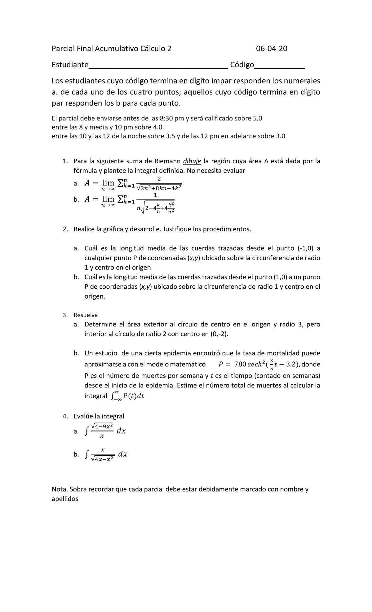 Parcial Acumulativo - Warning: TT: undefined function: 32 Parcial Final Acumulativo Cálculo 2 06 ...
