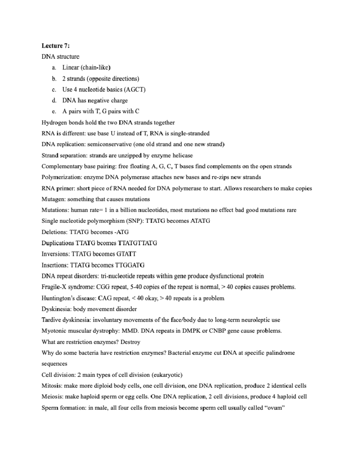 Biology 1102, Lecture 7 - BIOL 1102 - Studocu