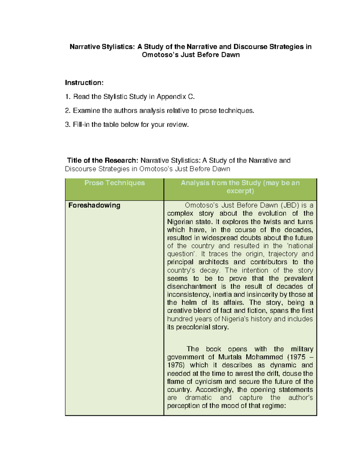 Narrative Stylistics: A Study of the Narrative and Discourse Strategies ...
