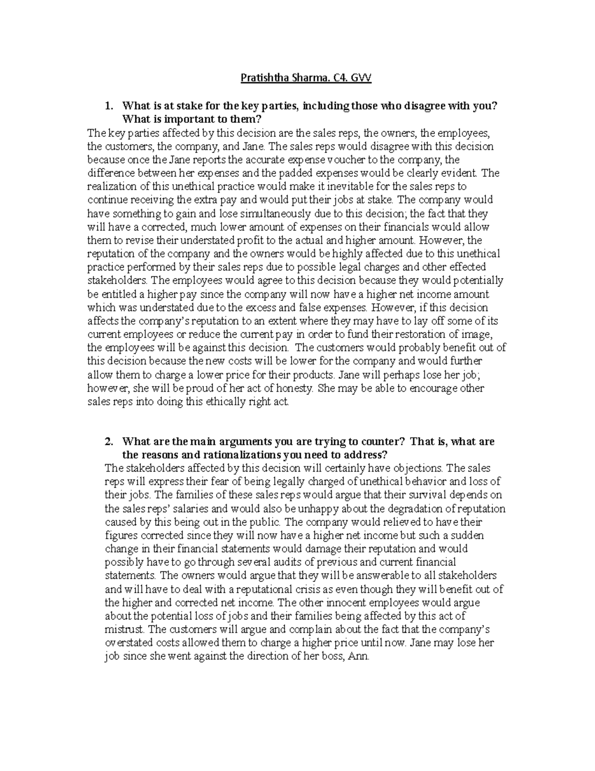 GVV Assignment - Case Study Solution - Pratishtha Sharma. C4. GVV What ...