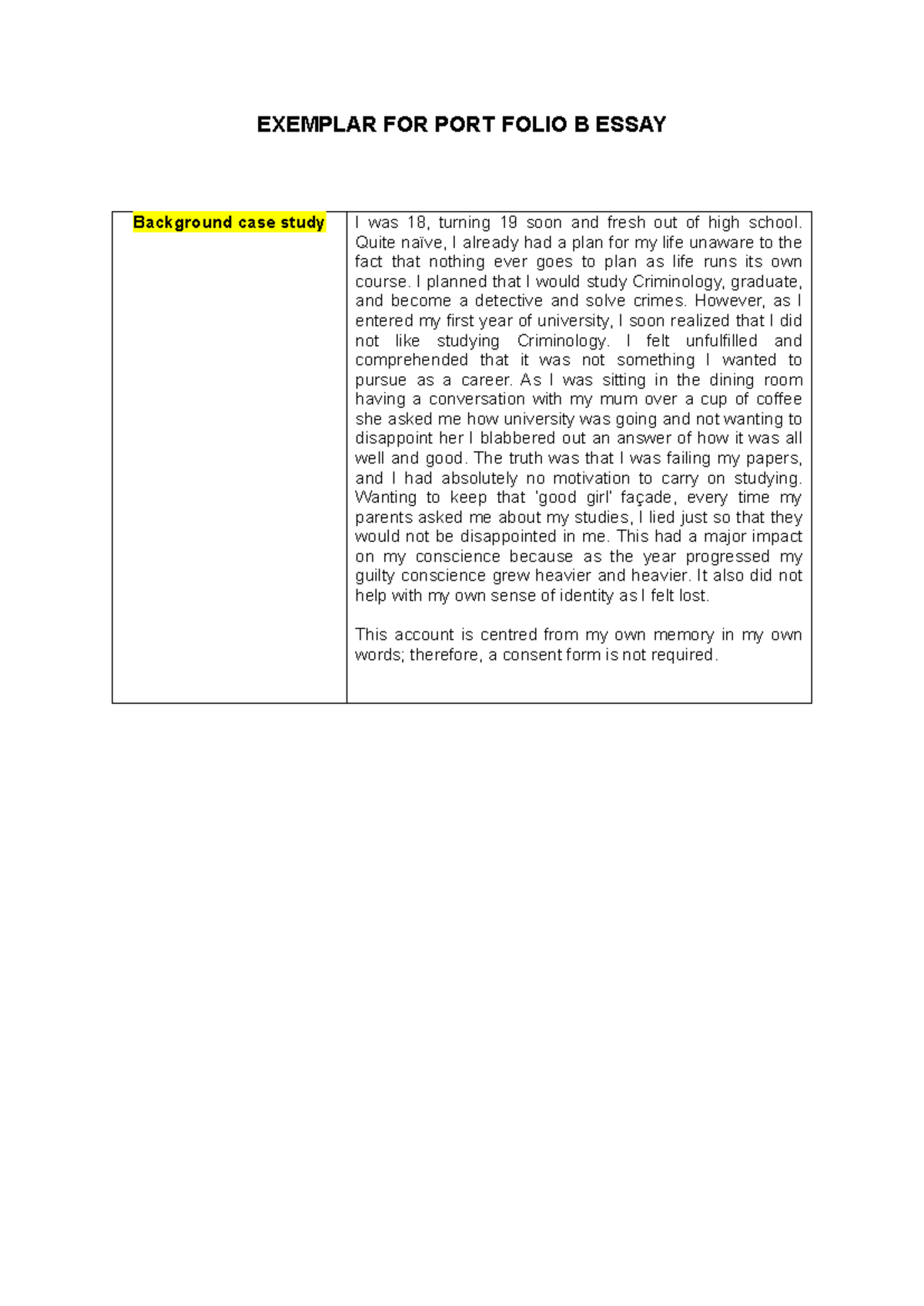 Exemplar FOR PORT Folio B Essay - EXEMPLAR FOR PORT FOLIO B ESSAY ...