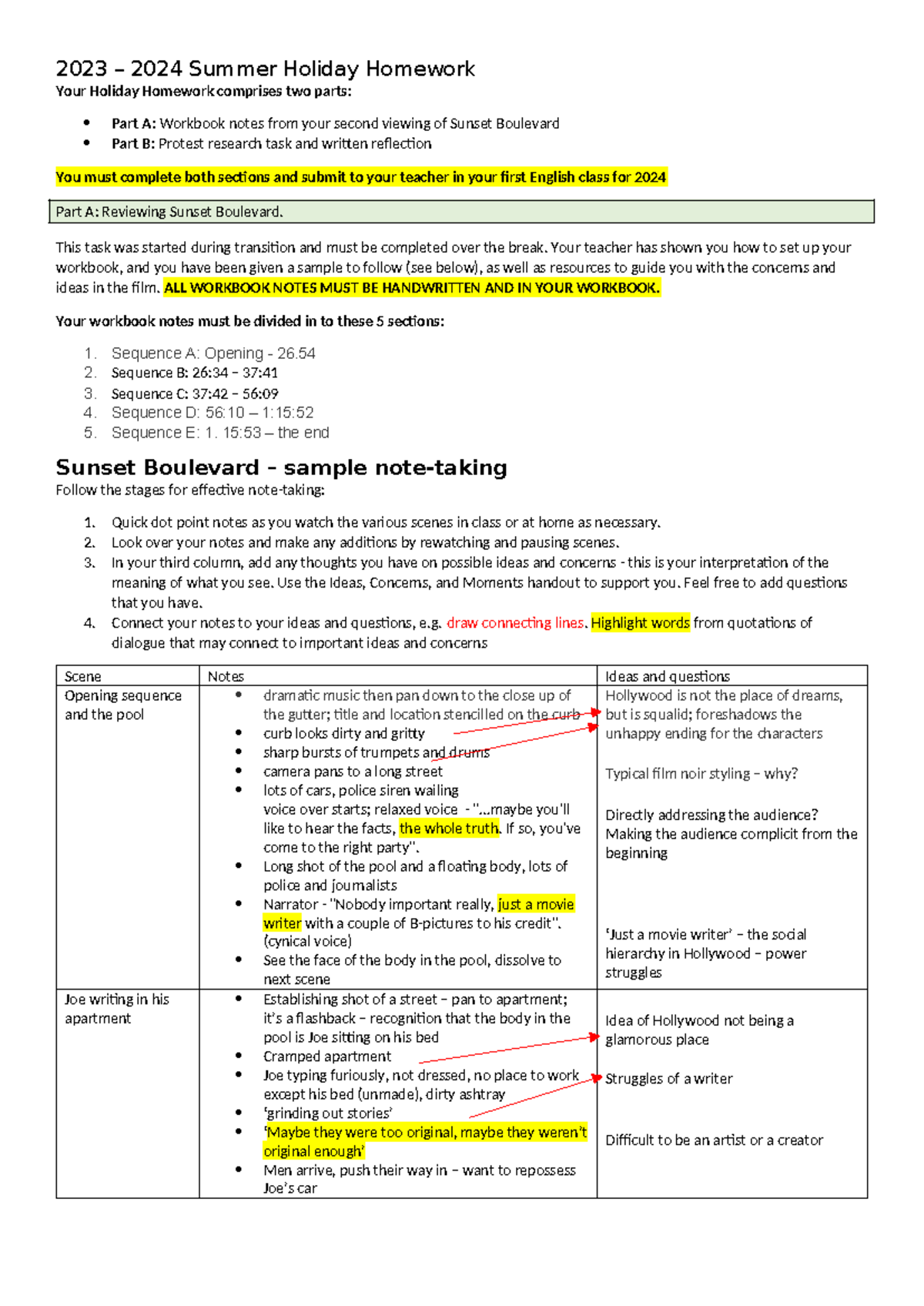 Yr.12 English 2023 - 2024 Summer holiday homework - 2023 – 2024 Summer ...