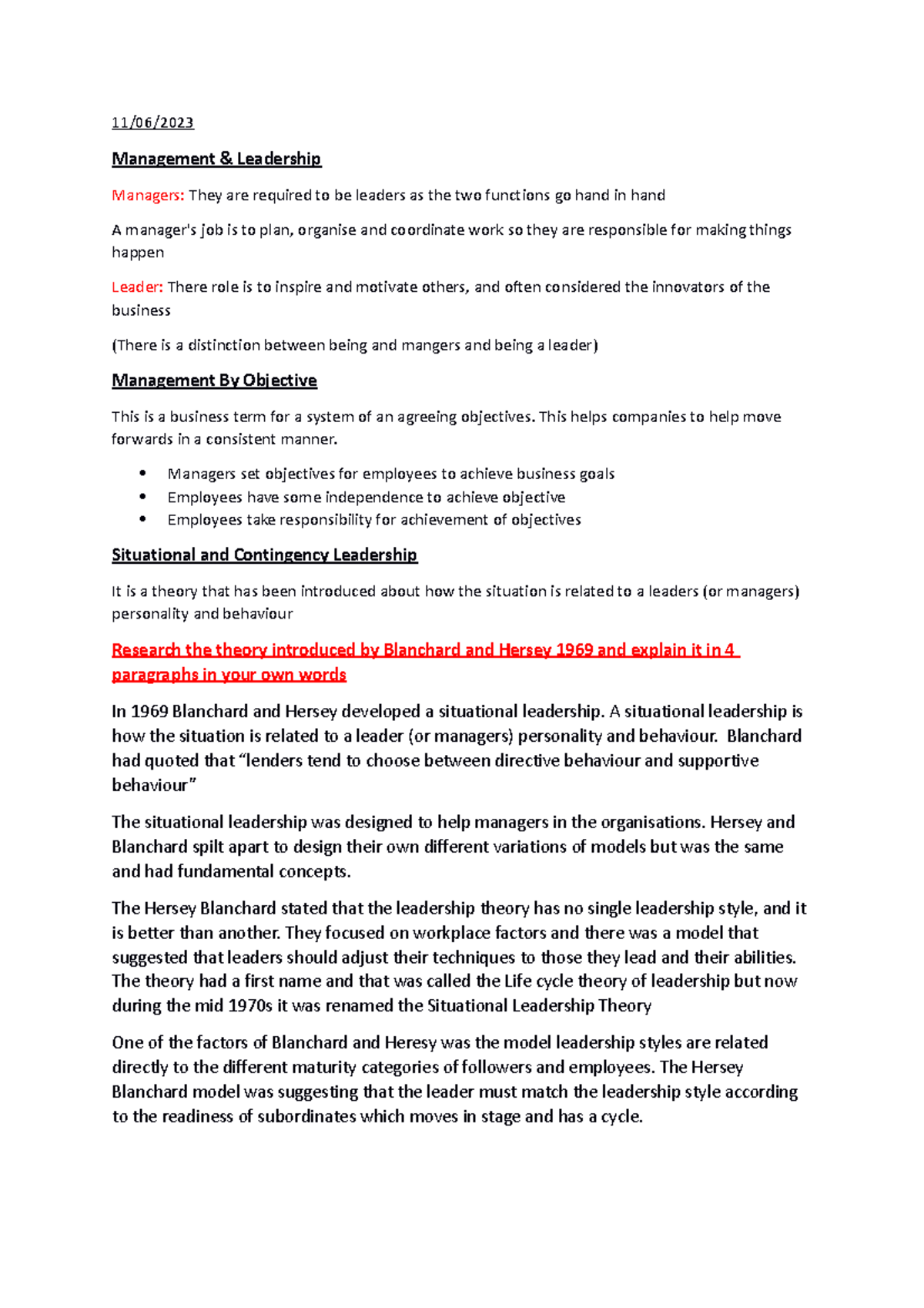 UNIT 6 Lesson 1 1 - very helpful - 11/06/ Management & Leadership ...