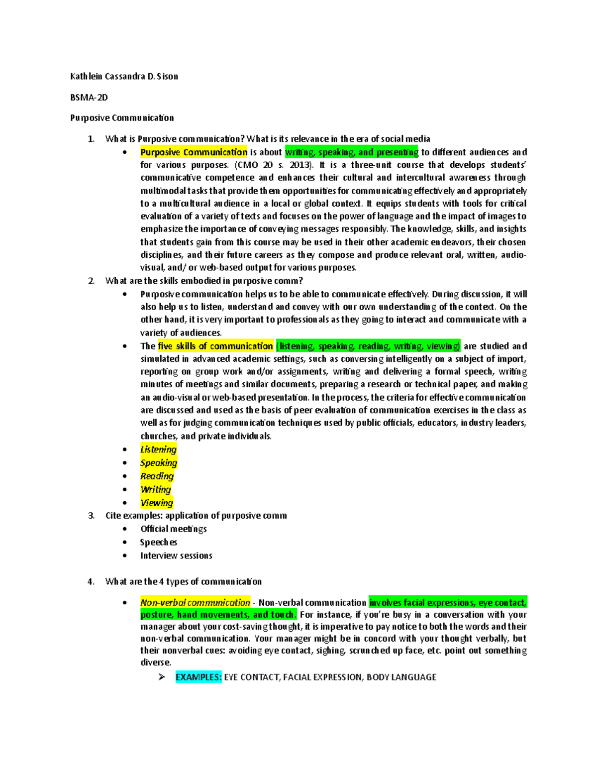 Purcom- Reviewer - Communication - Kathlein Cassandra D. Sison BSMA-2D ...