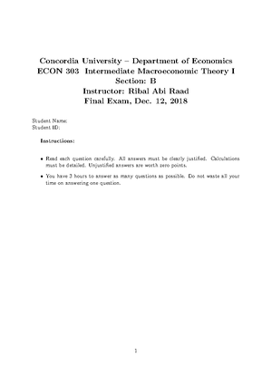 ECON 303 v1 for lecture 1 - Econ 303: IntermediateMacroeconomicTheoryI ...